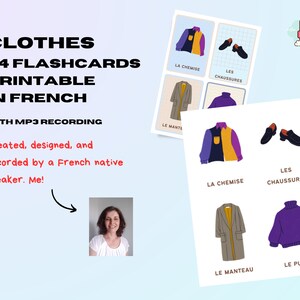 France Flashcards French Flash Cards Clothes Children Toddlers ...