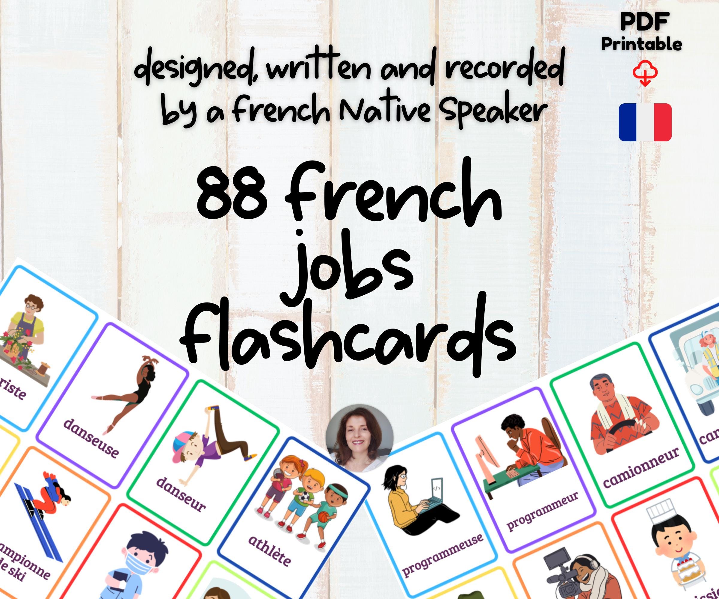 88 Jobs French Flashcards France Montessori Cards Toddlers Kids Print ...