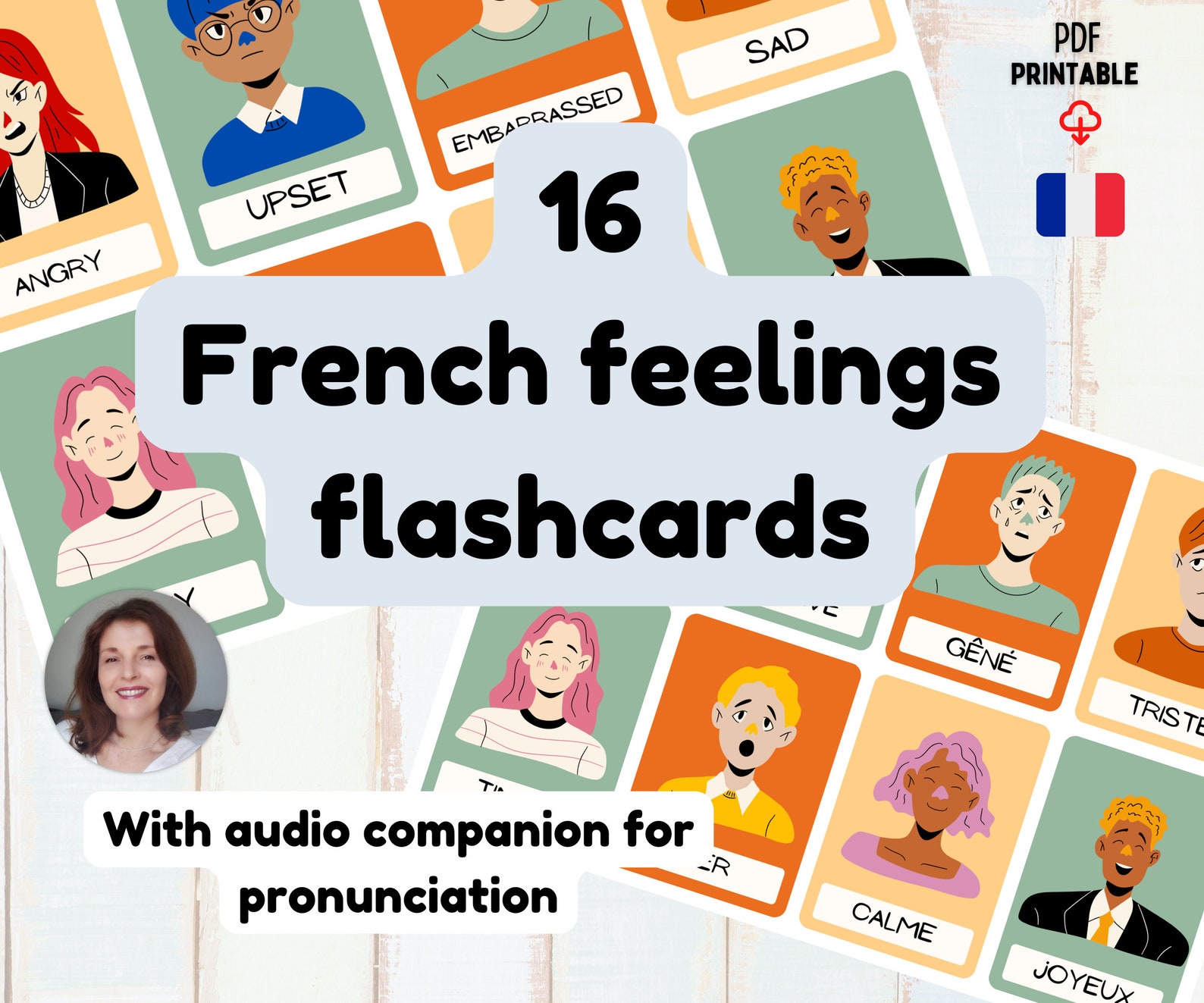 France Flashcards French Flash Cards Feelings Emotion Montessori ...