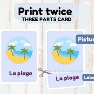 France Flashcards Summer Montessori Materials Printable French Three ...