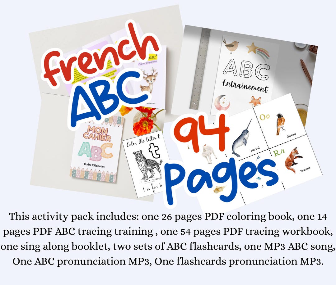 French Alphabet Flashcards Learning Activities Coloring Book France ...
