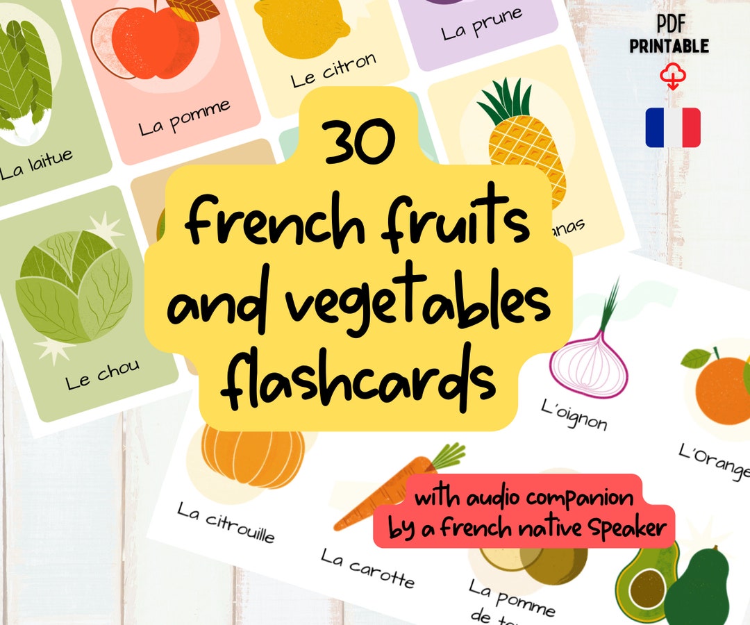 France Flashcards French Flash Cards Fruits and Vegetables Montessori ...