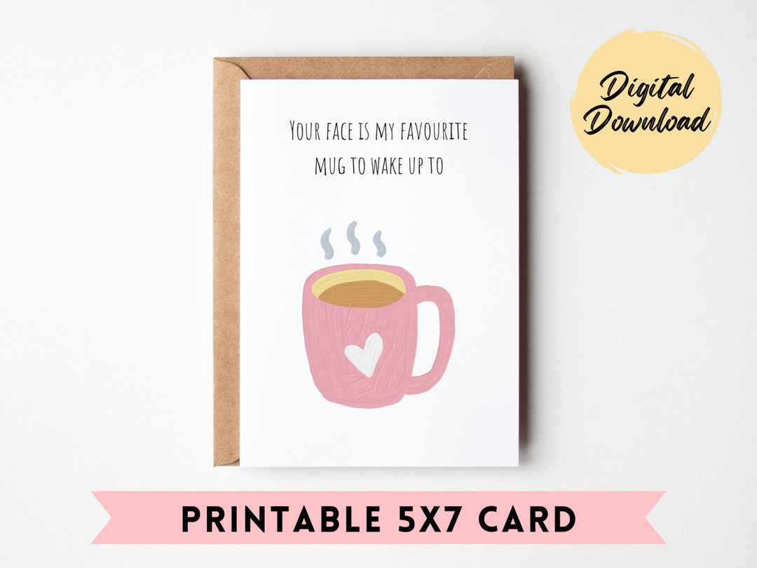 Mug Card | Cute and Funny Printable Valentines Card | Digital Download ...