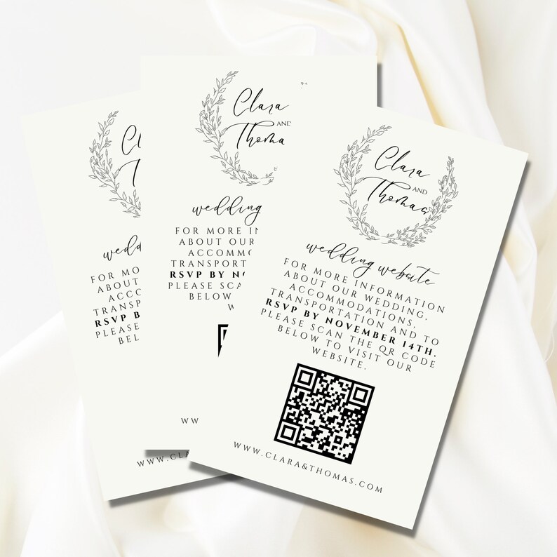 Editable Wedding Details Website QR Code RSVP Card Vintage - Etsy