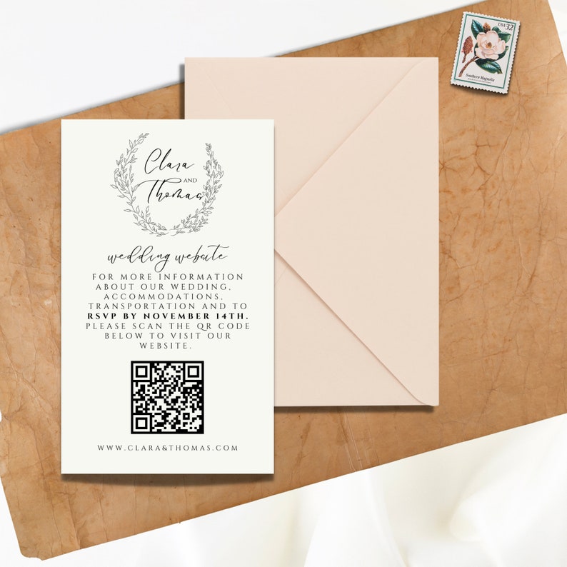 Editable Wedding Details Website QR Code RSVP Card Vintage - Etsy
