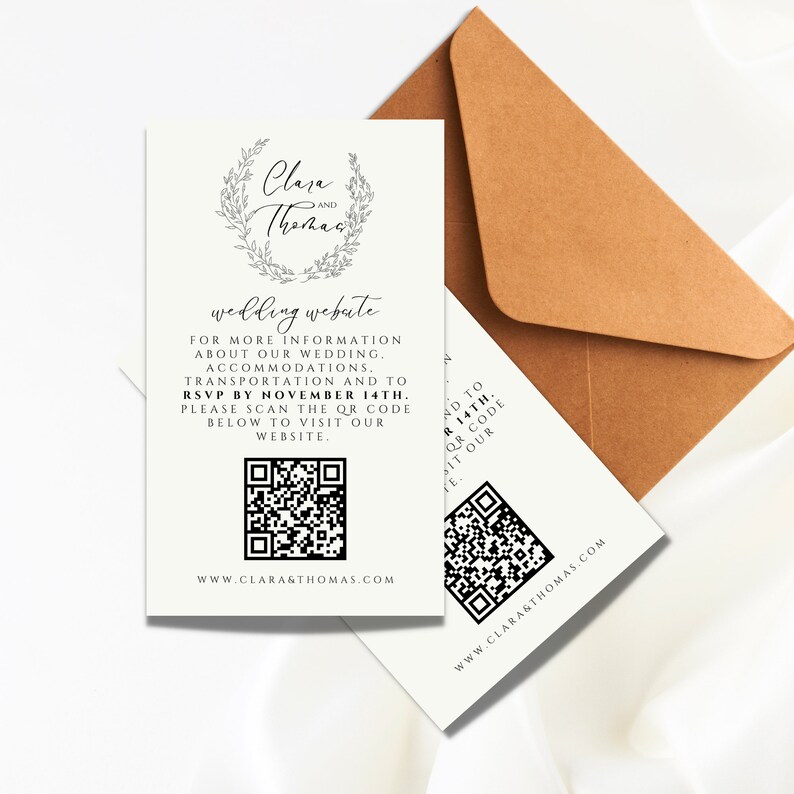 Editable Wedding Details Website QR Code RSVP Card Vintage - Etsy
