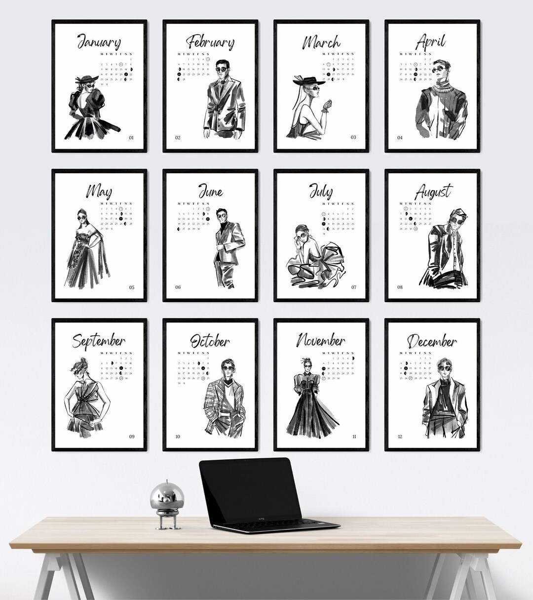 Digital Calendar Printable 2023 Lunar Calendar Monthly Planner 2023,A4 ...