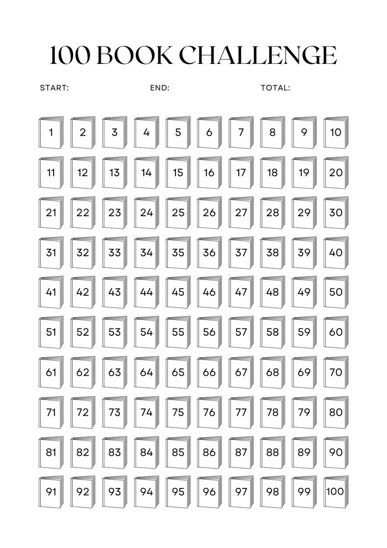 100 Book Challenge Printable - Etsy
