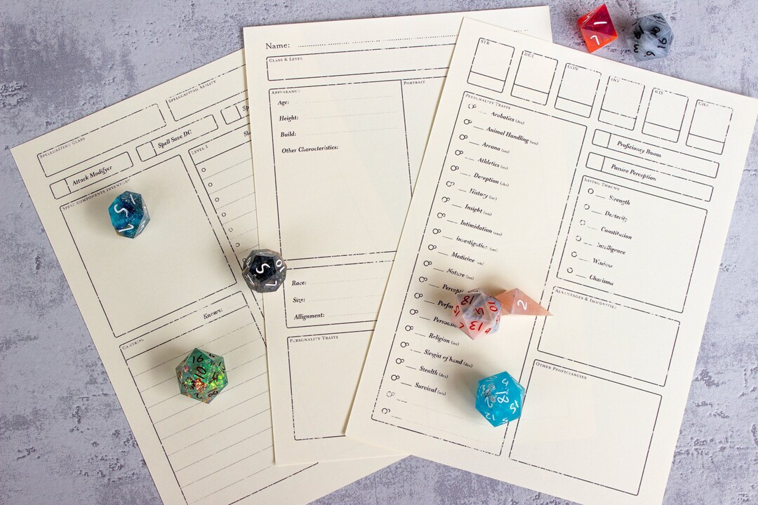 Vintage Case File A5 Printable Character Sheet Dnd 5e Character Journal ...