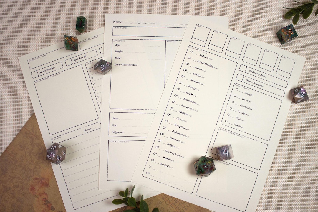 Vintage Case File A5 Printable Character Sheet | Dnd 5e Character ...