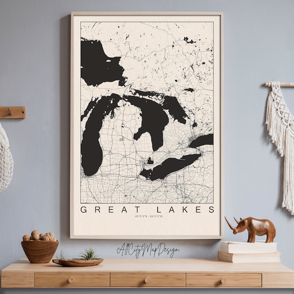 Great Lakes Map - Etsy
