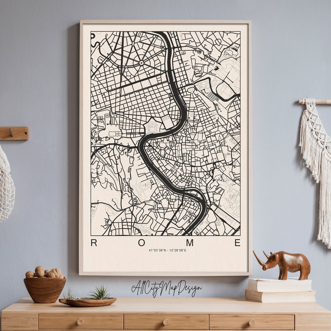 Rome Poster Map, City Travel Print, Poster Print, City Map Travel ...