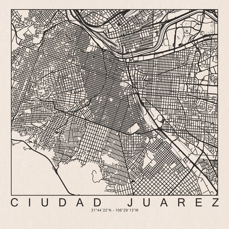 Ciudad Juarez Poster Map, City Travel Print, Poster Print, City Map Travel, Retro Travel Print ...