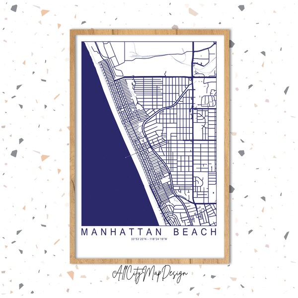 Manhattan Beach Map - Etsy