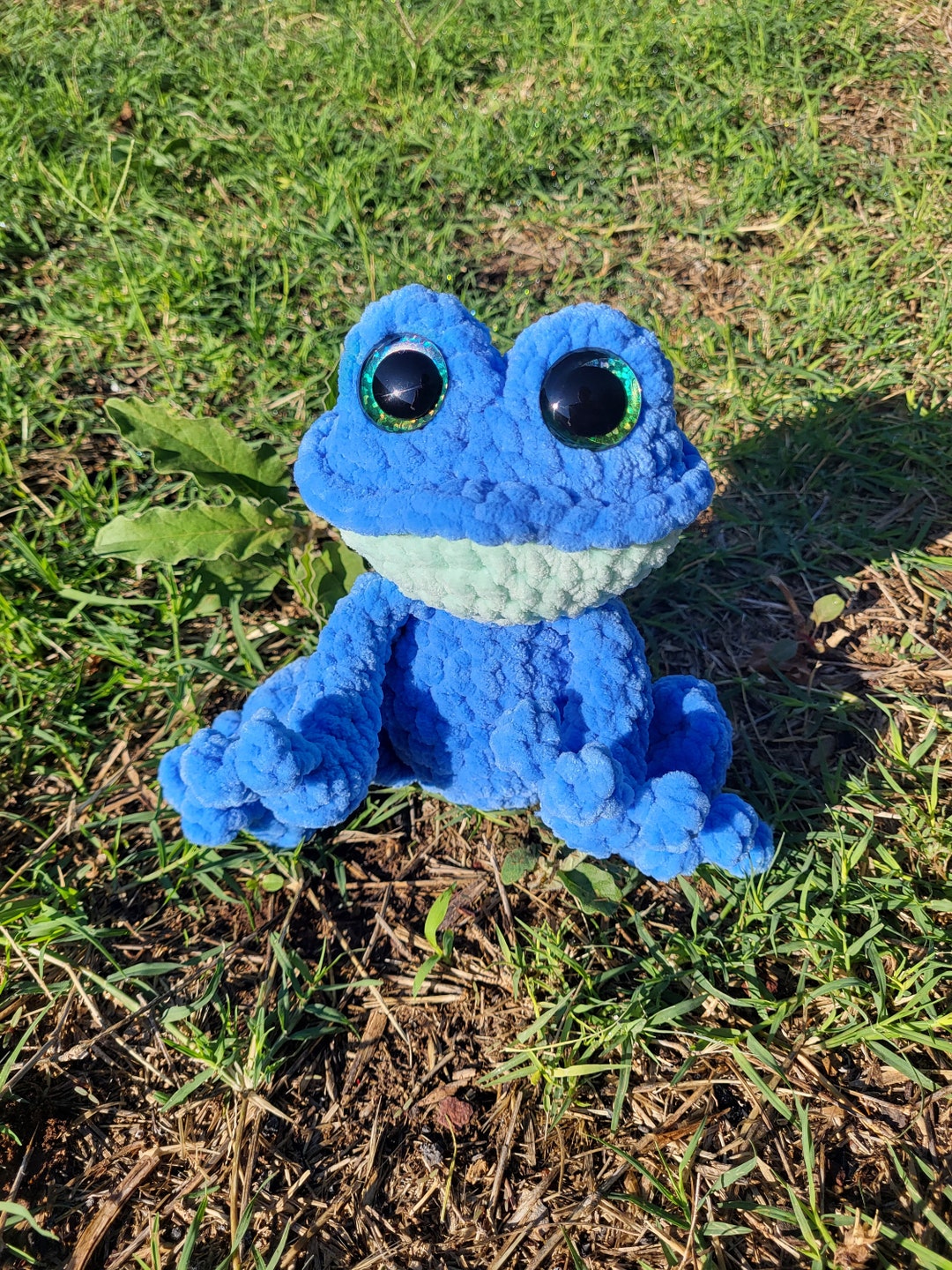 Crochet Blue Frog Stuffy, Amigurumi Froggie, Handmade Stuffie, Soft ...