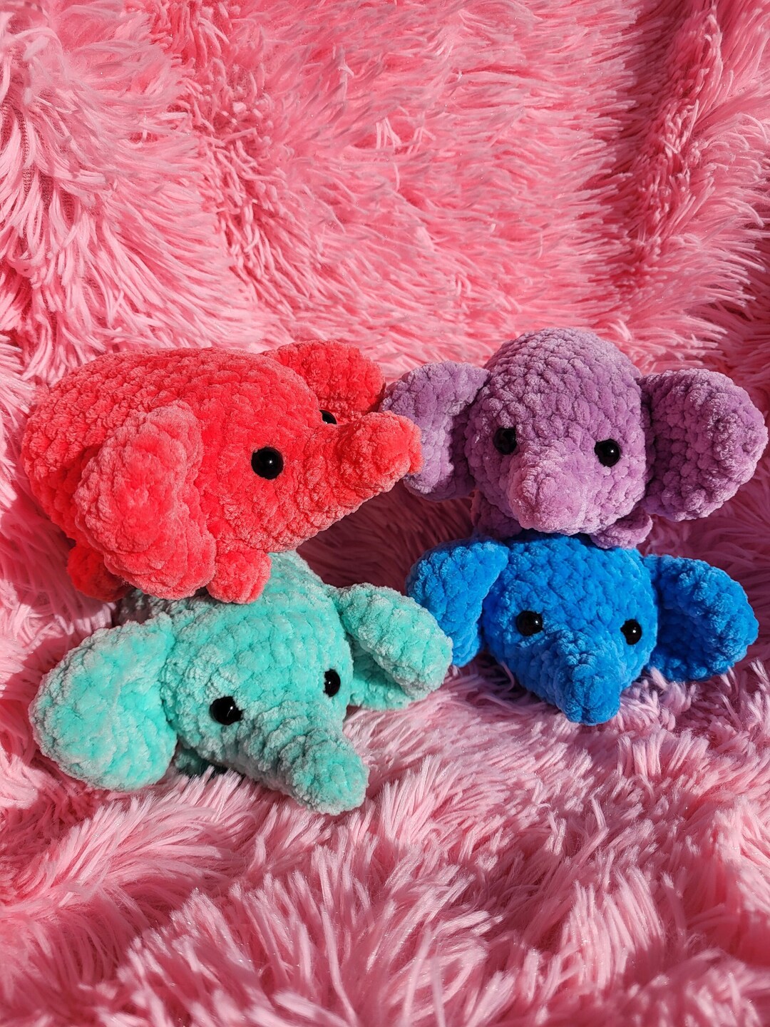 Crocheted Elephant, Soft Stuffed Animal, Cuddly Amigurumi, Handmade ...