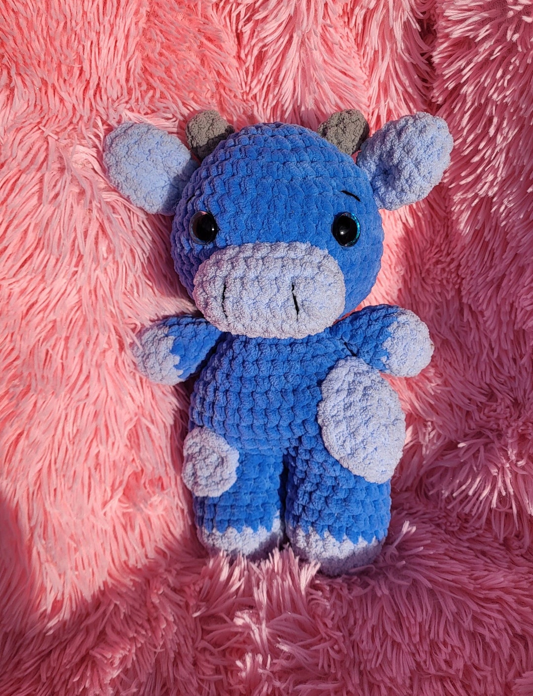 Crocheted Blueberry Cow, Blue Stuffed Animal, Crochet Amigurumi ...