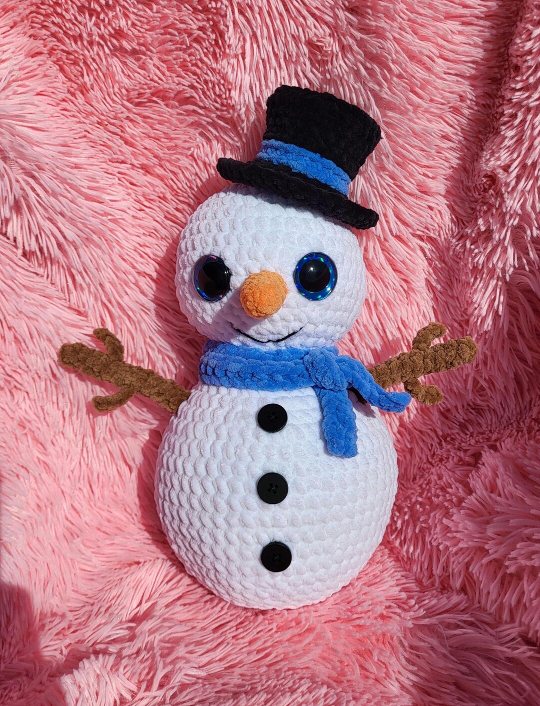 Crochet Snowman Stuffy, Amigurumi Christmas Plushie, Handmade Stuffie ...