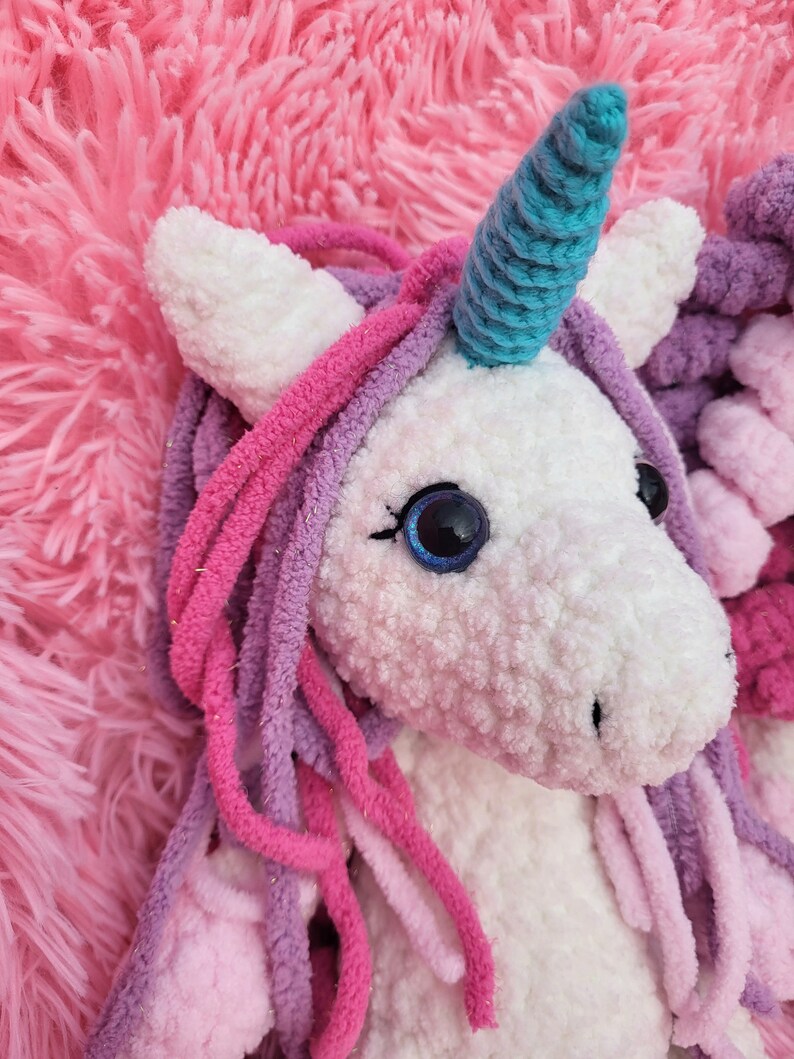 Crocheted Unicorn Stuffed Animal, Crochet Amigurumi, Handmade Stuffy ...