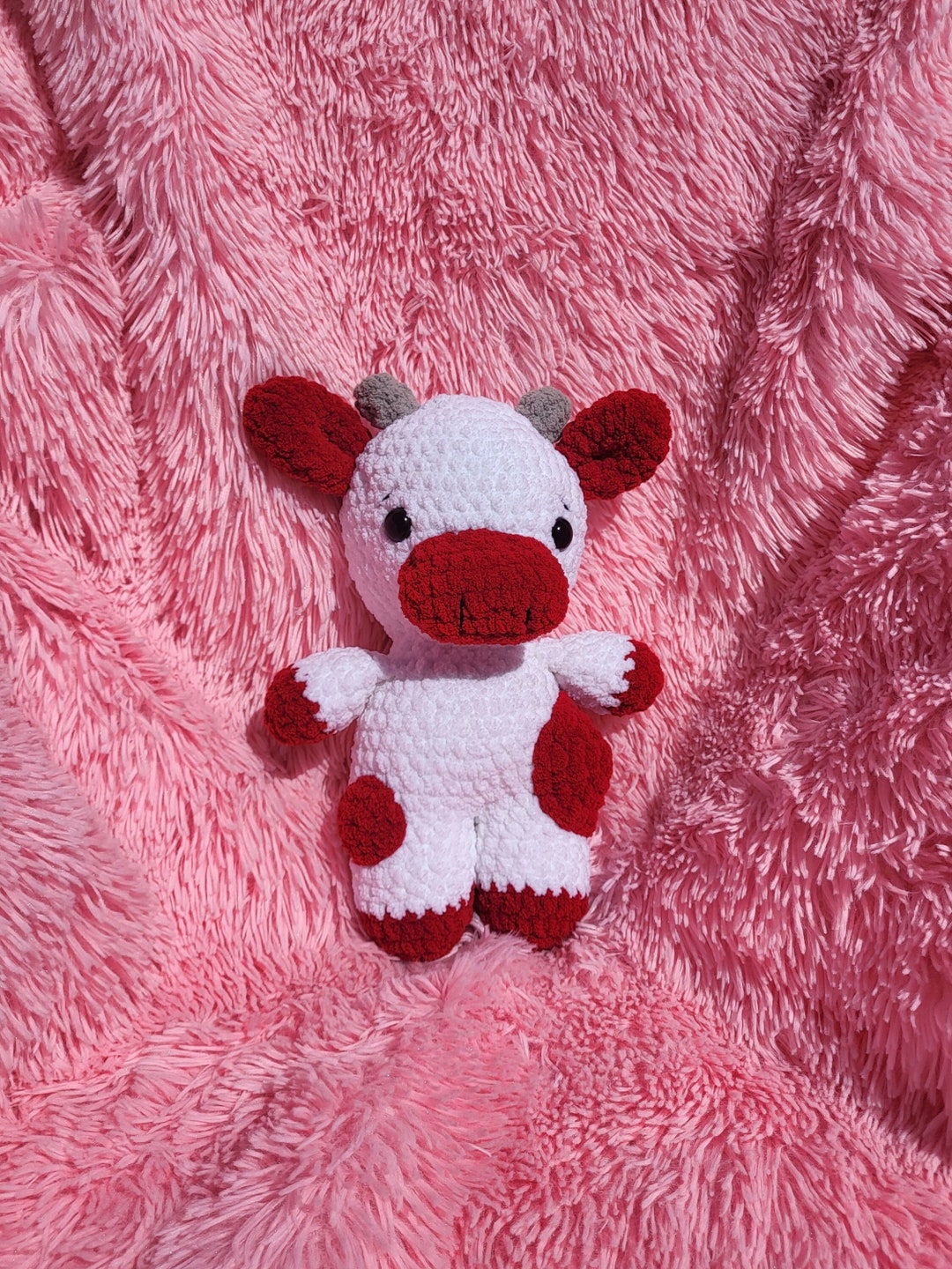 Crocheted Red Cow, Stuffed Animal, Crochet Amigurumi, Handmade Stuffy ...