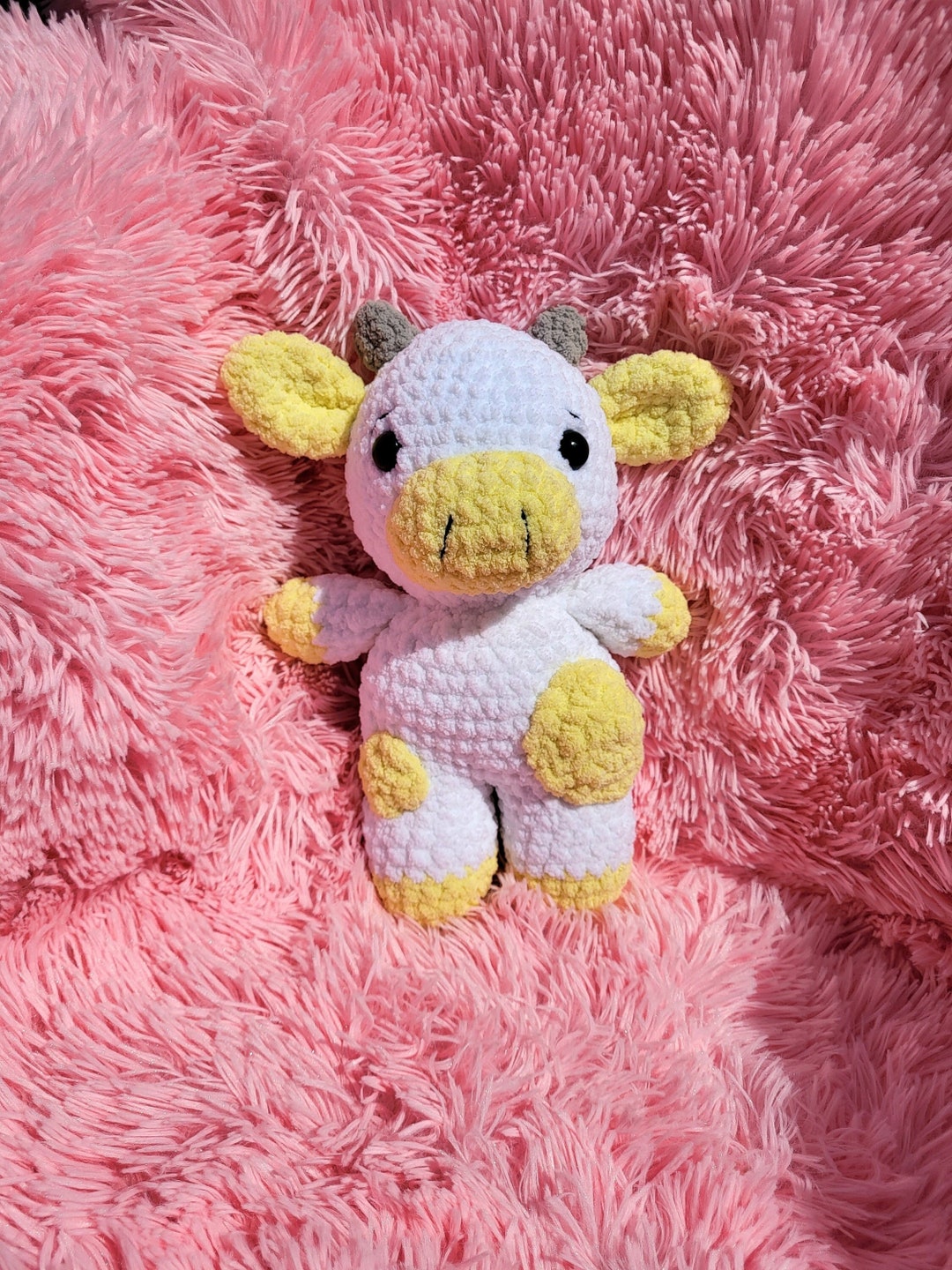 Crocheted Yellow Cow, Stuffed Animal, Crochet Amigurumi, Handmade ...