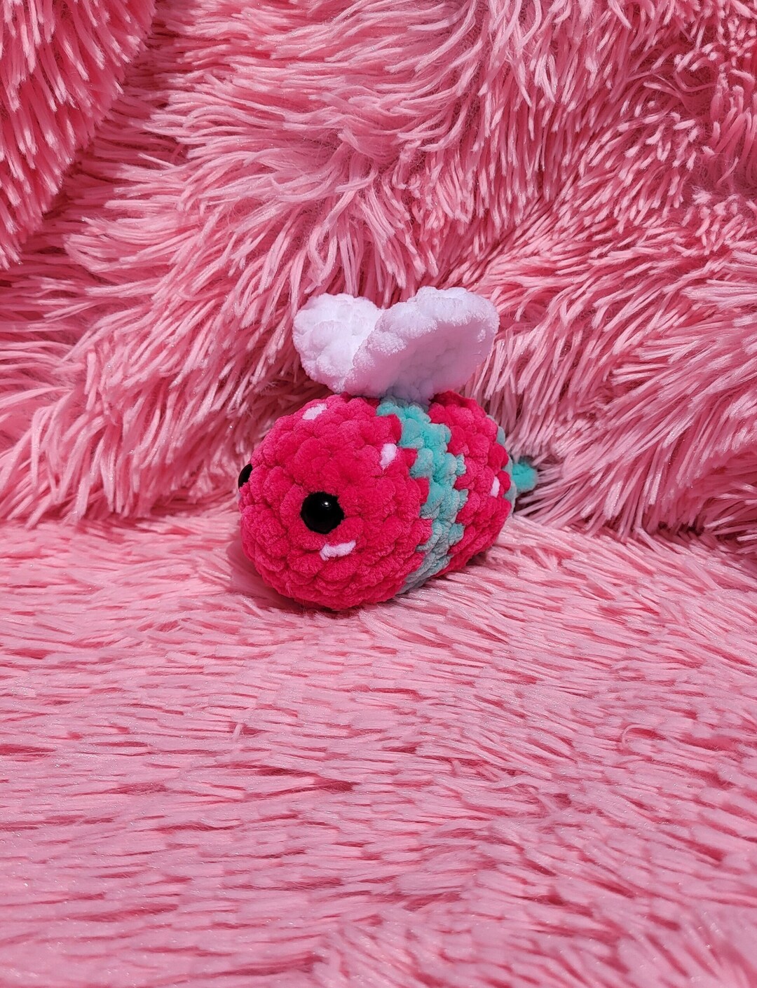 Crochet Straw-bee-ry Stuffy, Amigurumi Bee, Handmade Stuffy, Soft Kids ...