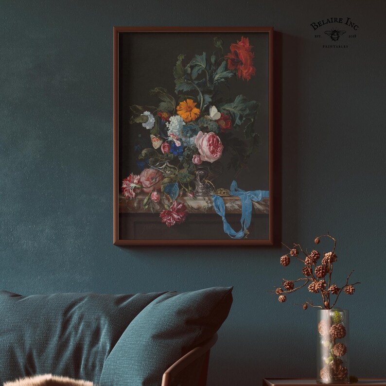 Moody Old Masters Flower Oil Painting | Vintage Floral Still Life Oil ...