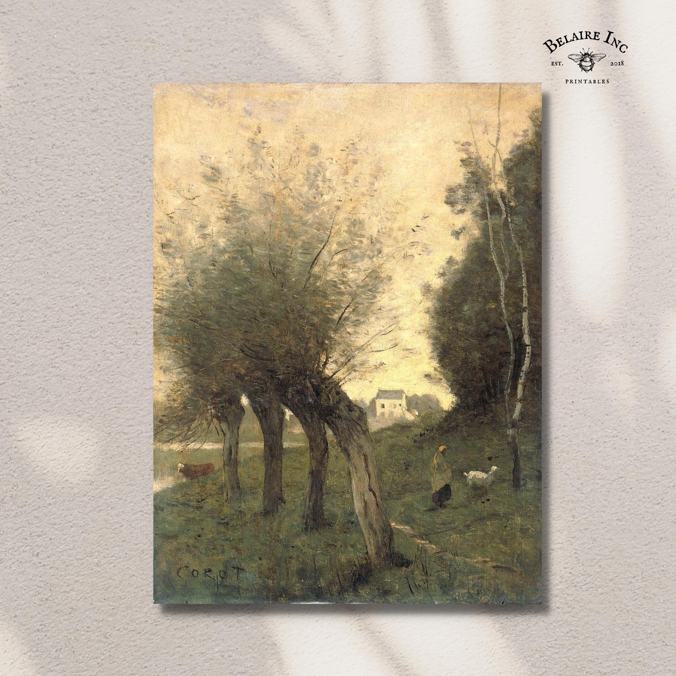 Moody Old Masters Landscape Oil Painting Print | Vintage Country Life ...