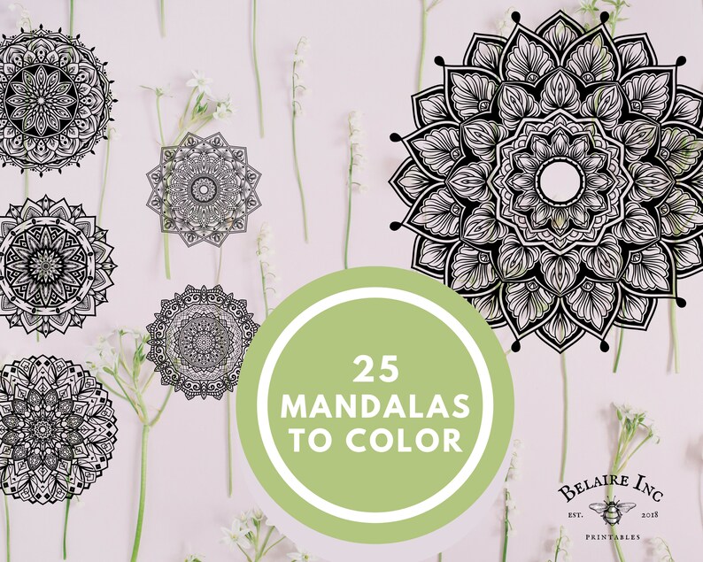 Printable Mandala Coloring Pages for Adults | 25 Unique Mandala Designs ...
