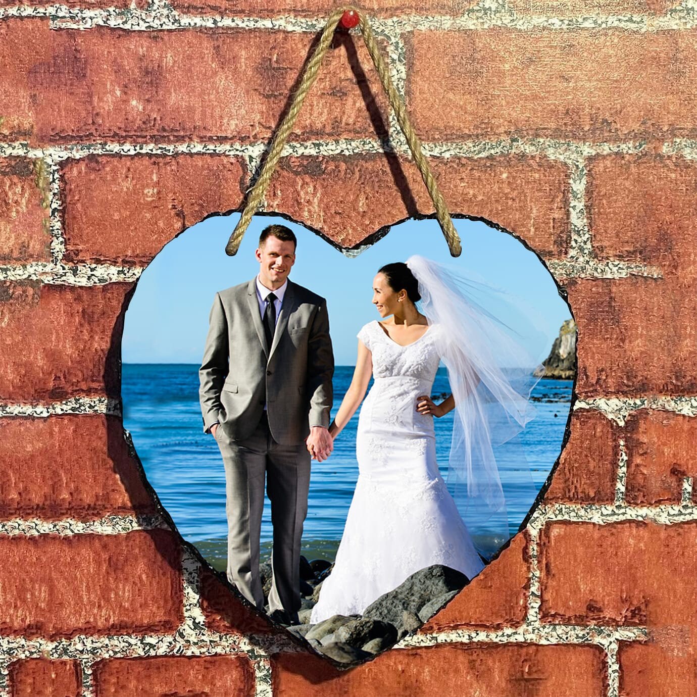 Personalized Photo Rock Slate, Custom Photo Frame, Rock Slate Photo ...