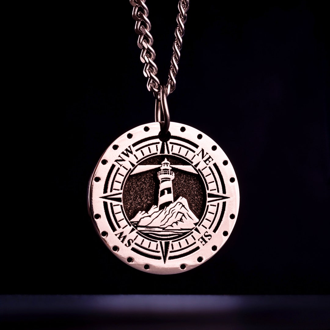 Compass Necklace Nautical Lighthouse Pendant Custom Nautical Jewelry ...