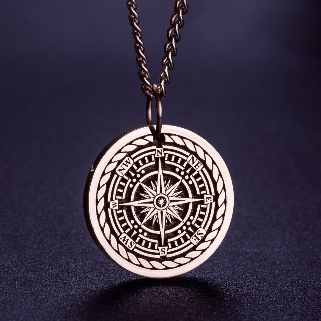 Direction Necklace Nautical Compass Pendant Personalized Guiding Star ...
