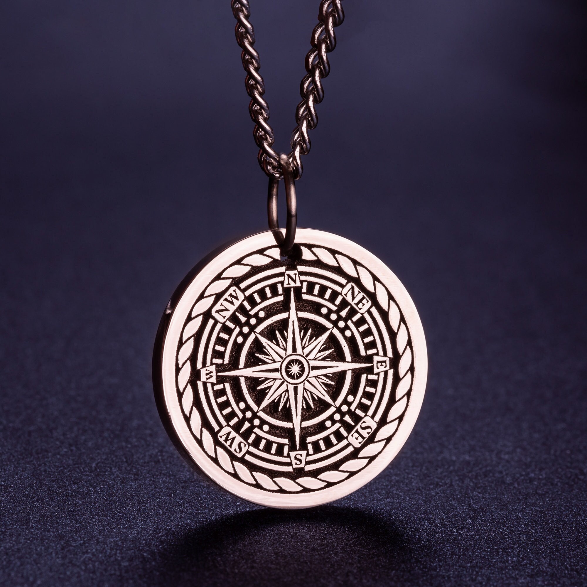 Direction Necklace Nautical Compass Pendant Personalized Guiding Star ...
