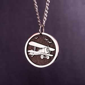 Aircraft Necklace Airplane Pendant Biplane Charm Aviation Gift Flight ...