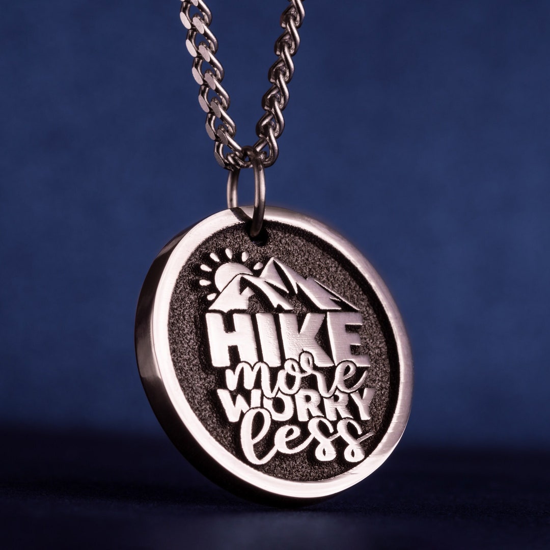 Hike More Worry Less Necklace Mountain Pendant Camino De Santiago Gift ...