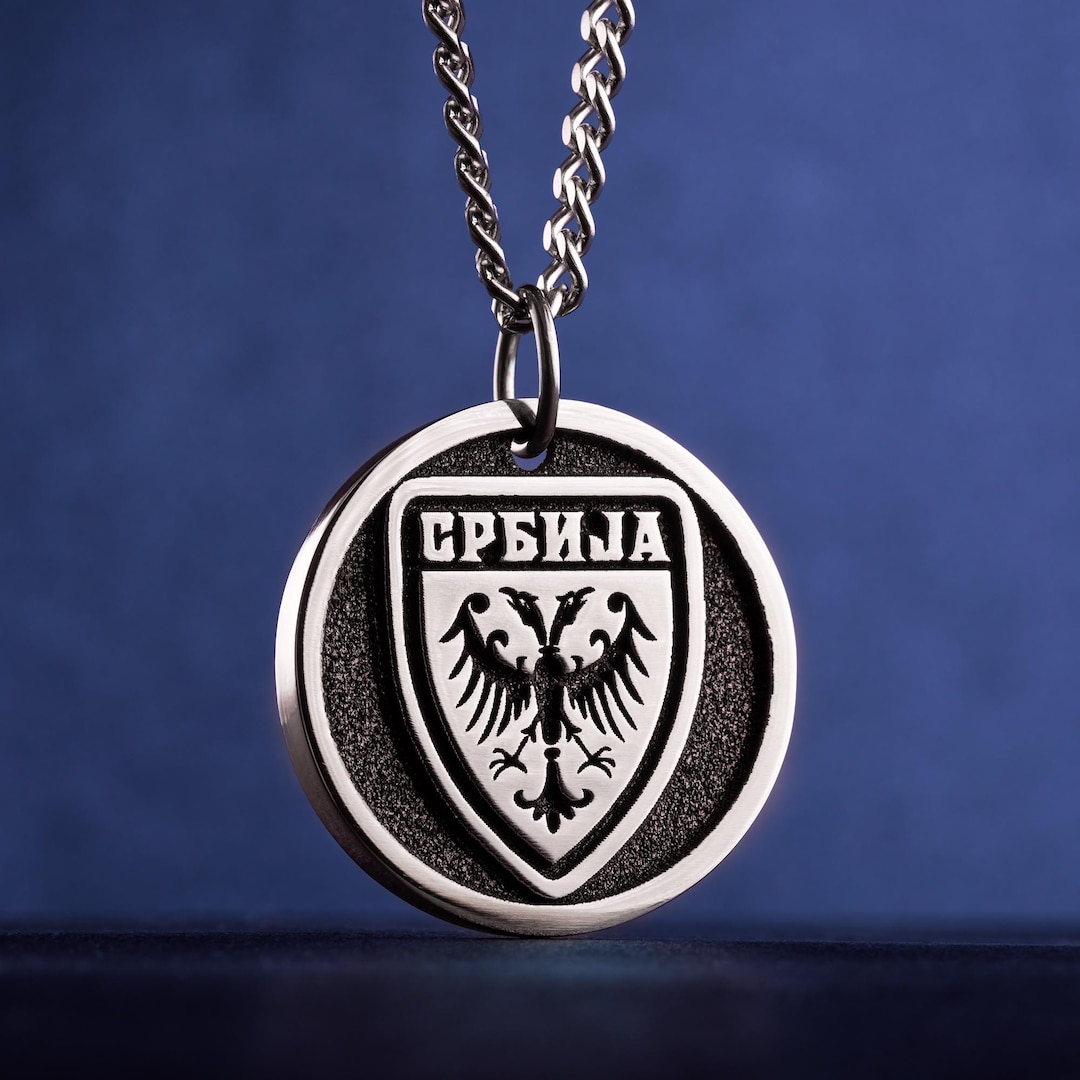 Serbian Coat of Arms of Serbia Necklace Double-sided Pendant With Eagle ...
