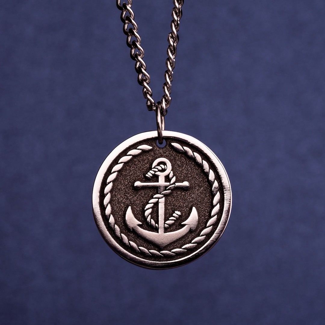 Nautical Pendant Anchor With Rope Custom Maritime Anchor Necklace for ...