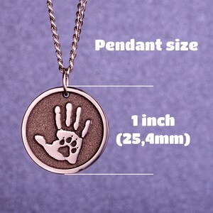 Dog Paw Print in Human Hand, Gift for Dog Lovers. Men's Necklace ...