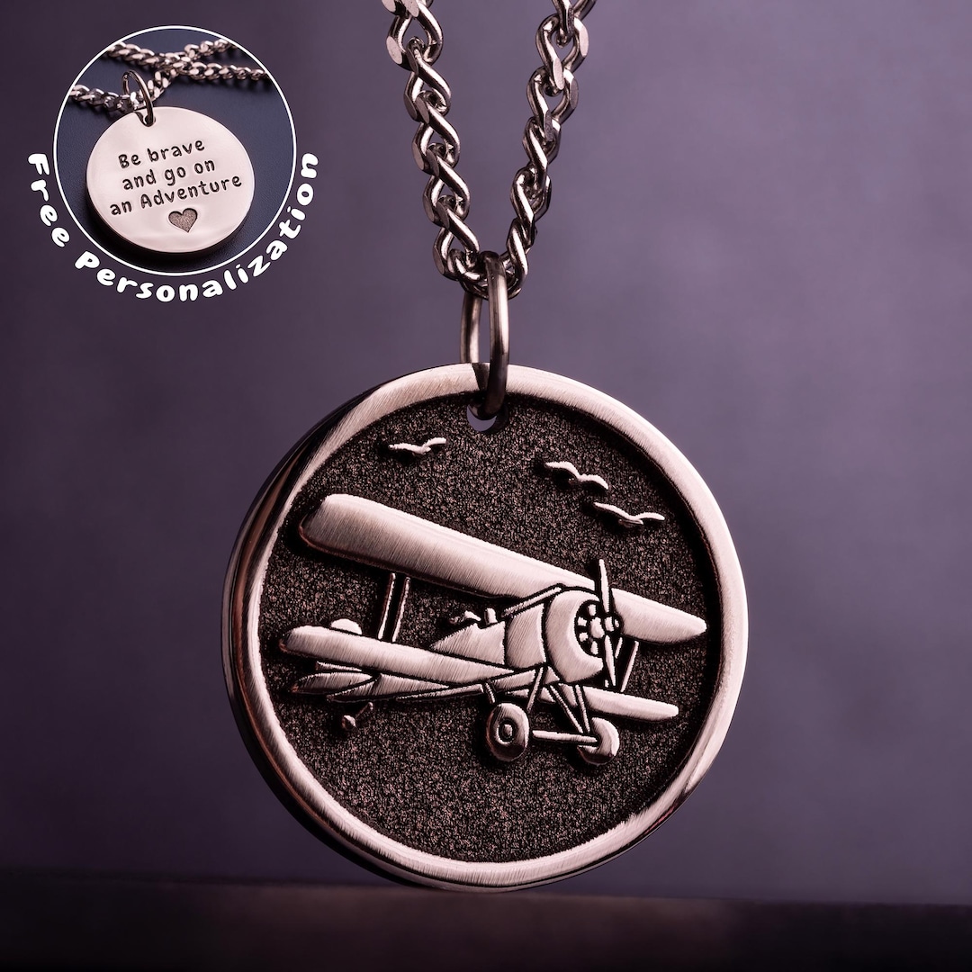 Aircraft Necklace Airplane Pendant Biplane Charm Aviation Gift Flight ...