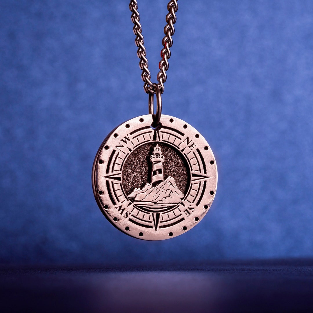 Lighthouse Necklace Lighthouse Pendant Nautical Compass Necklace Custom ...