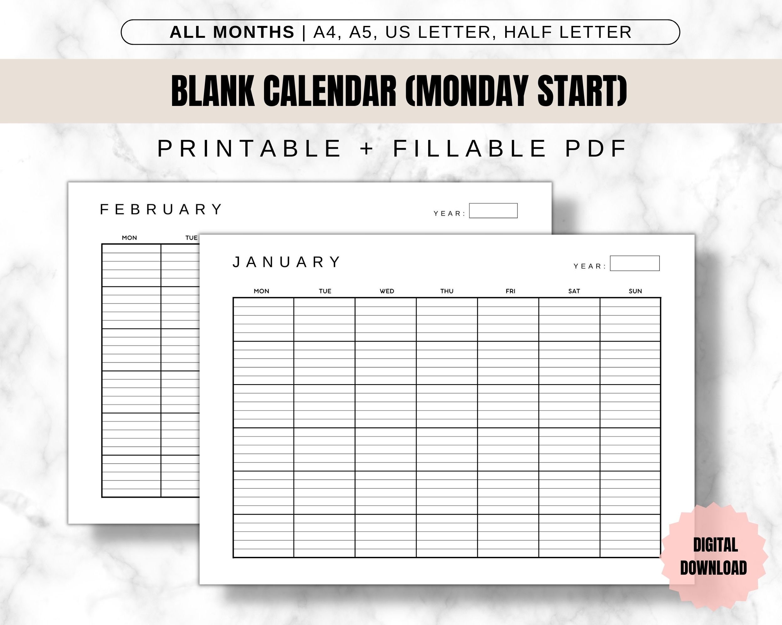 2023 Monthly Calendar Printable Pdf, Printable Calendar January to ...