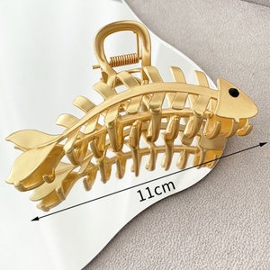 Unique Design Fishbone Large Golden Claw Hair Clip - Etsy
