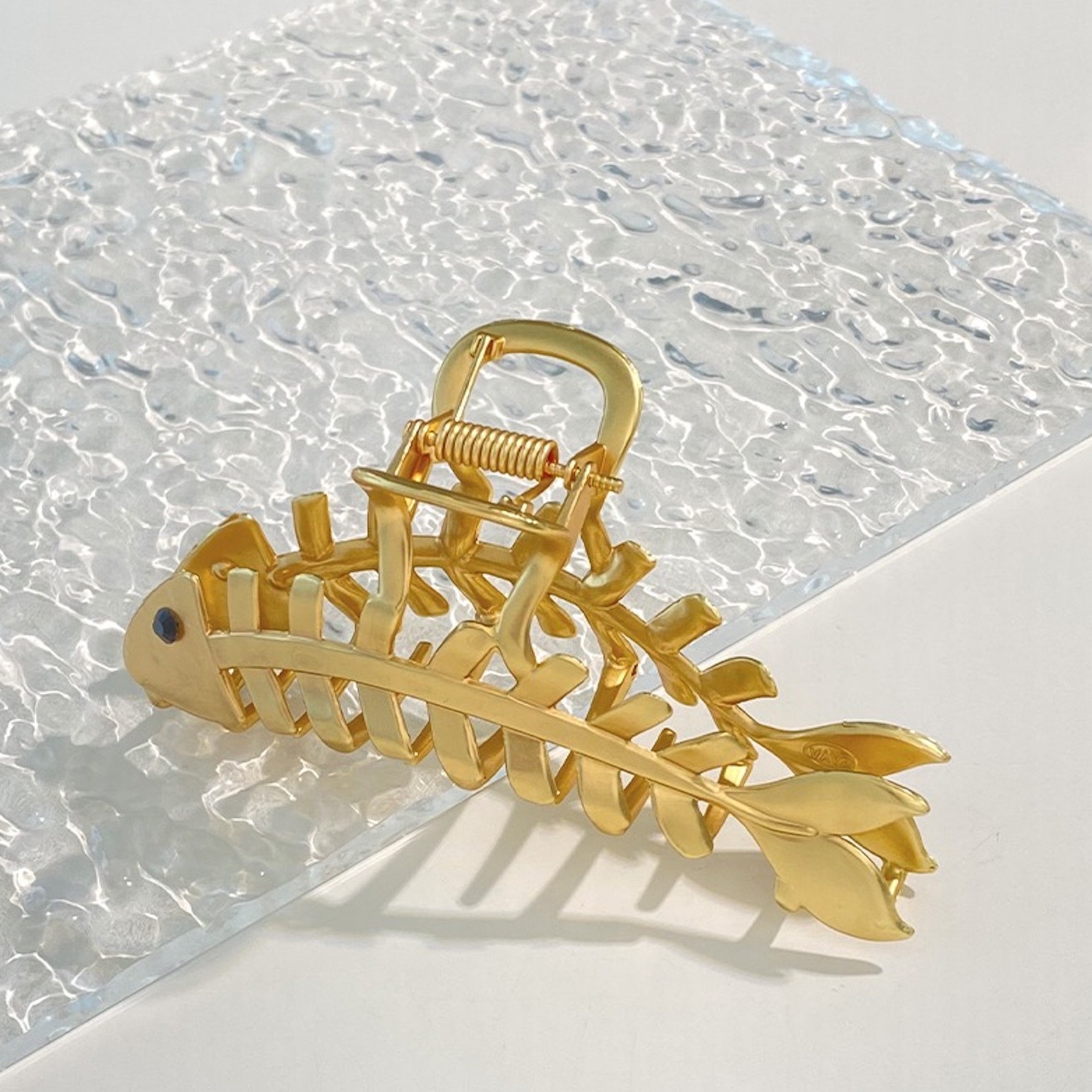 Unique Design Fishbone Large Golden Claw Hair Clip - Etsy