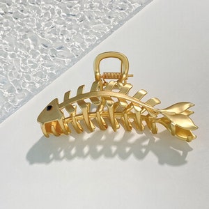 Unique Design Fishbone Large Golden Claw Hair Clip - Etsy