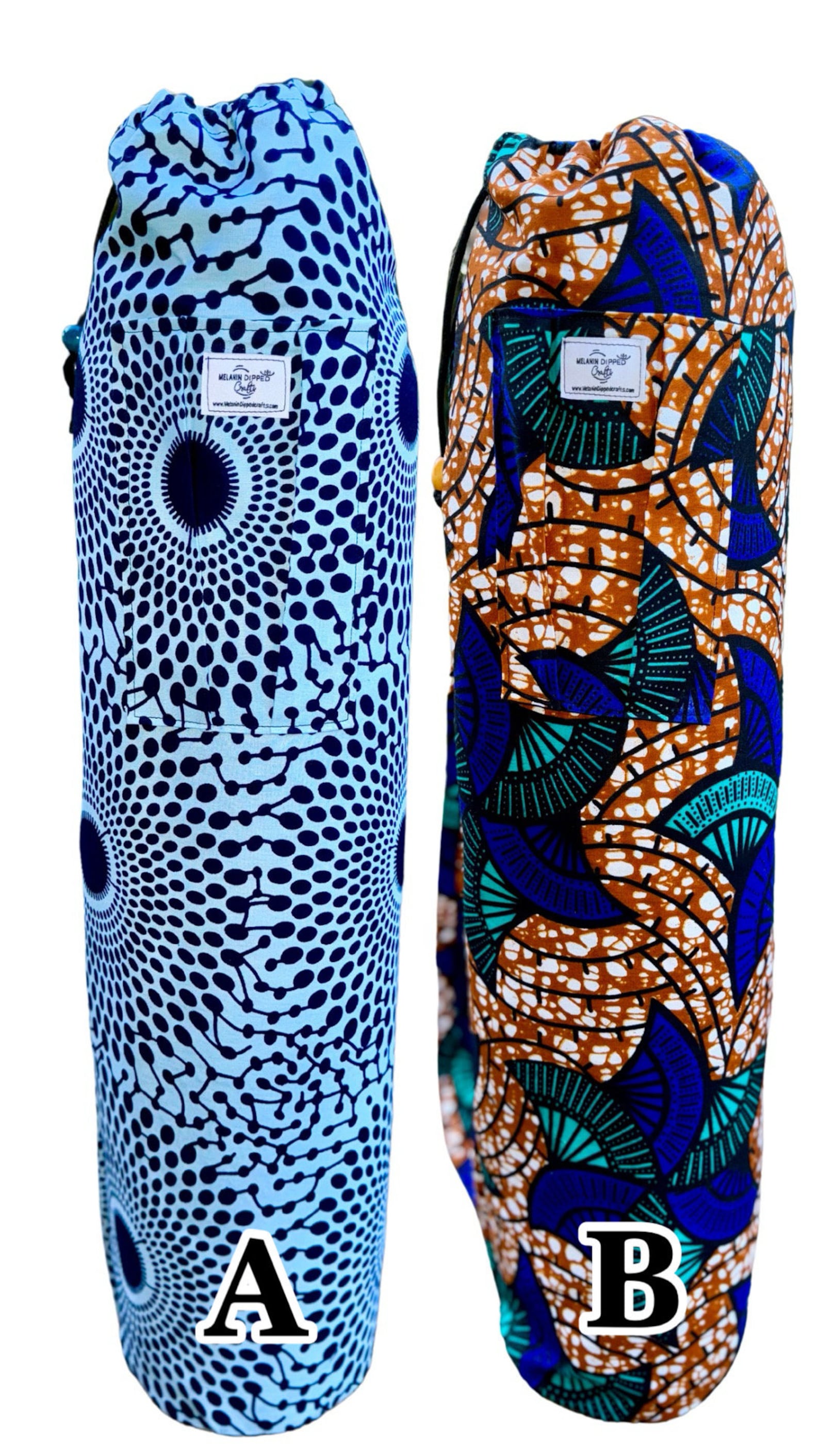 Blue Handmade African Print Fabric Yoga Mat Bag yoga Mat Backpack ...