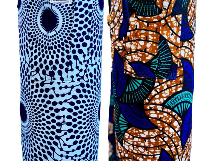 Blue Handmade African Print Fabric Yoga Mat Bag |yoga Mat Backpack ...