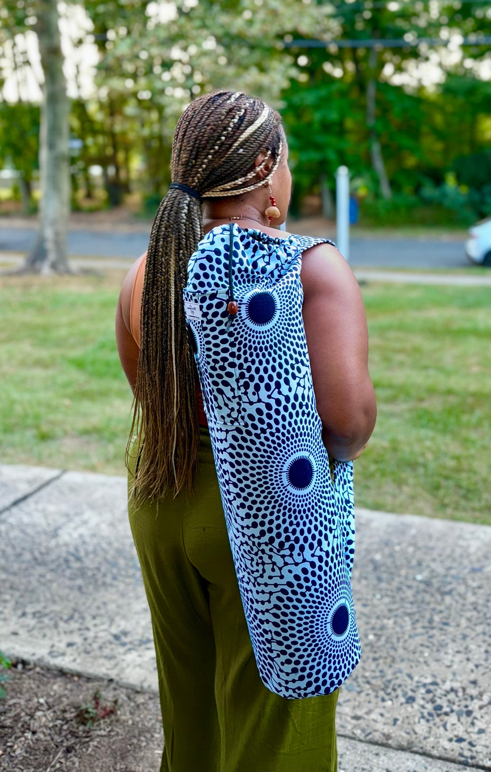 Blue Handmade African Print Fabric Yoga Mat Bag yoga Mat Backpack ...