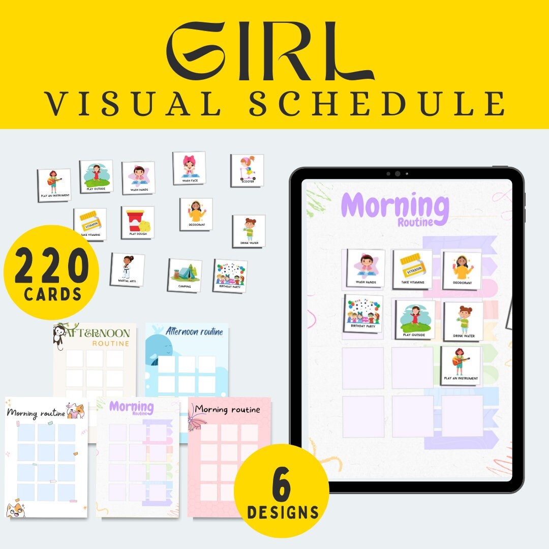 Girl Visual Schedule Chore Chart Kids With 220 Routine Cards - Etsy