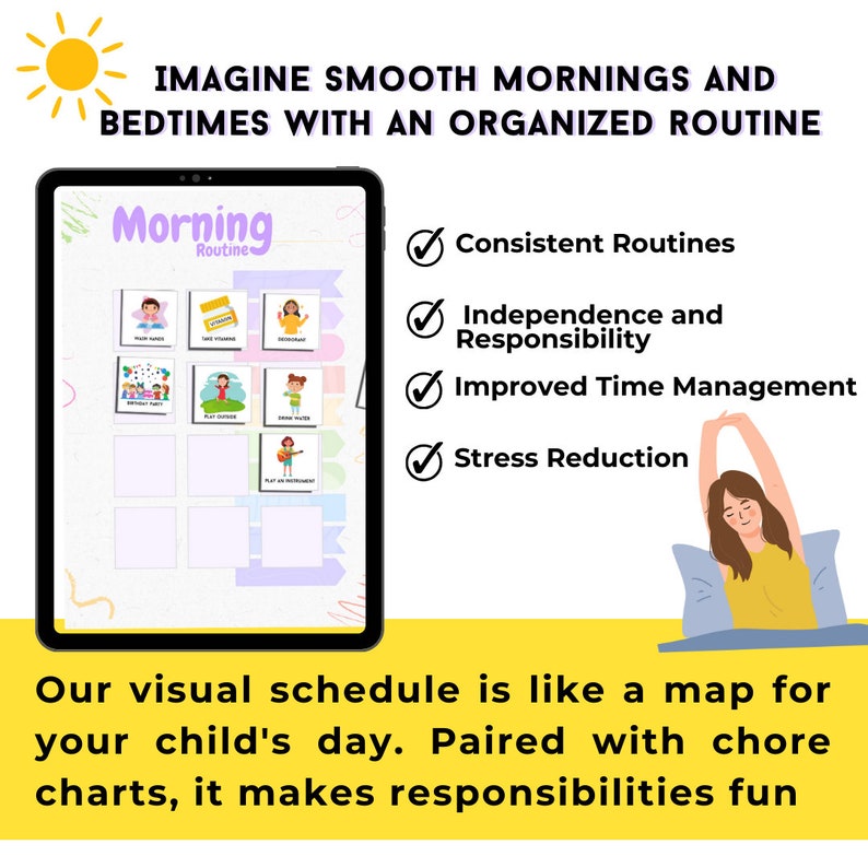 Girl Visual Schedule Chore Chart Kids With 220 Routine Cards - Etsy