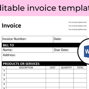 Printable Invoice Template - Etsy